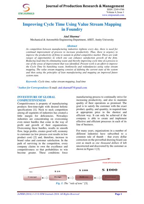 Pdf Improving Cycle Time Using Value Stream Mapping In Foundry