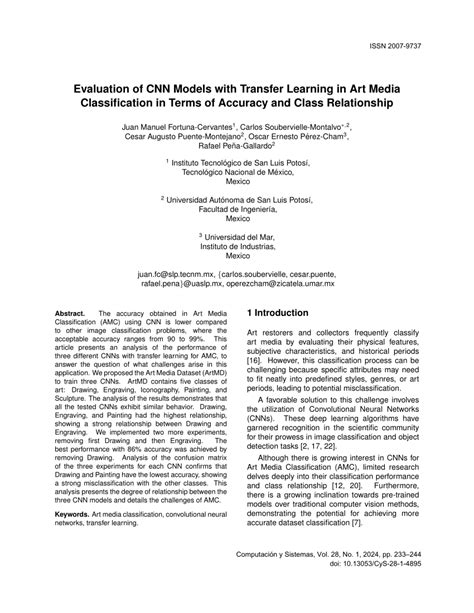 pdf evaluation of cnn models with transfer learning in art media