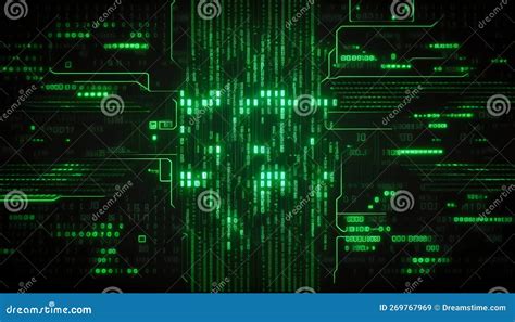 Digital Map With Matrix Code And Circuit Board Stock Illustration