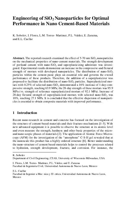 Pdf Engineering Of Sio2 Nanoparticles For Optimal Performance In Nano Cement Based Materials
