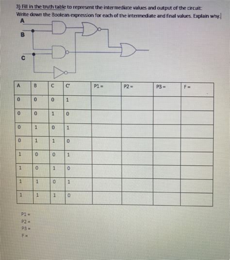 solved 3 fill in the truth table to represent the