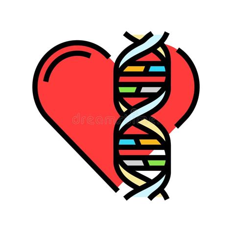 Heart With Genetic Code Lines Color Icon Vector Illustration Stock