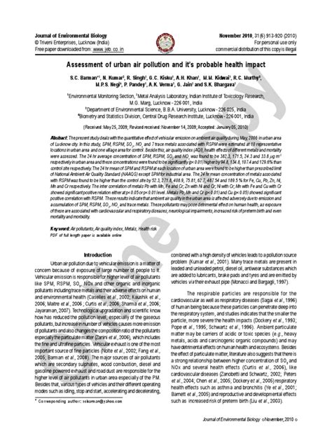 Urban Air Pollution Pdf Air Pollution Particulates