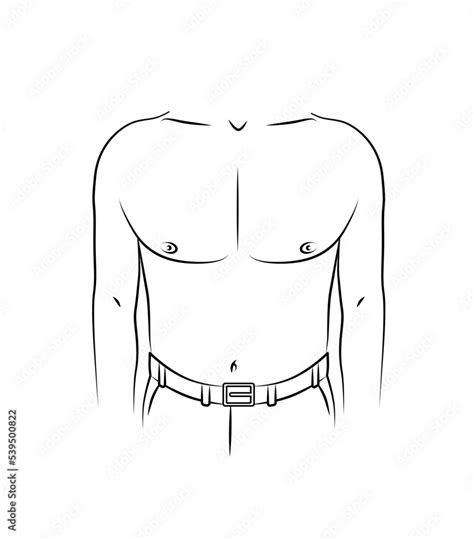 Nude Men Torso And Trousers The Human Body Inked Black Lines Sketch Style Vector Illustration