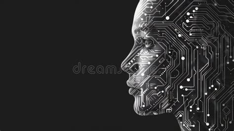 Abstract Head Merges With Circuit Patterned Brain Symbolizing Tech And Intellect Intersection