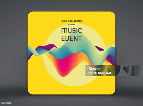 음악 이벤트 전단지 또는 배너 텍스트에 대한 장소파티 디자인 동적 효과와 3d 물결 모양의 배경 벡터 그림입니다 3차원 형태에 대한 스톡 벡터 아트 및 기타 이미지 Istock