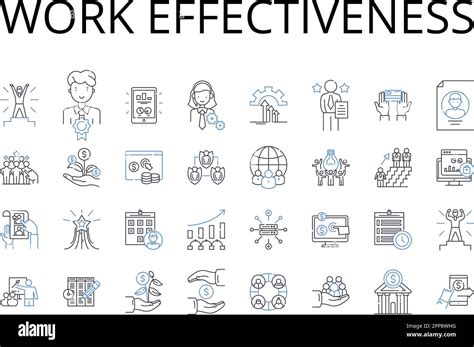 Work Effectiveness Line Icons Collection Team Synergy Employee