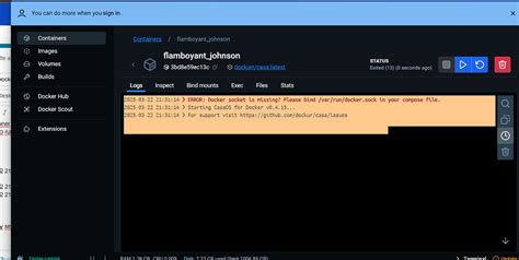 Error Docker Socket Is Missing Please Bind Varrundockersock In Your Compose File Docker