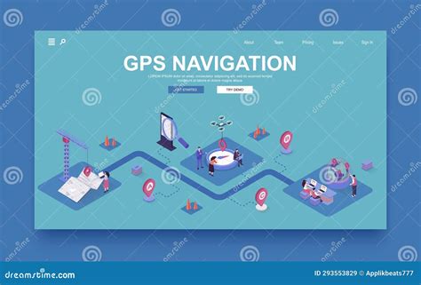 Gps Navigation Concept 3d Isometric Landing Page Template People Use