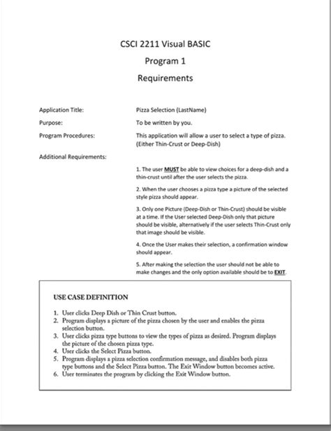 solved csci 2211 visual basic program 1 requirements