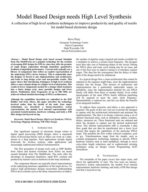 PDF Model Based Design Needs High Level Synthesis A Collection Of High Level Synthesis