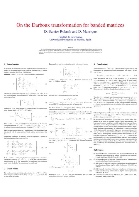 Pdf On The Darboux Transformation For Banded Matrices