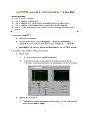 LVLesson Pdf LabVIEW Lesson Introduction To LabVIEW Lesson Overview How To Access LabView