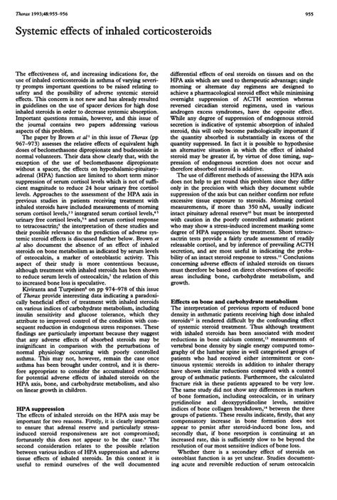 Systemic Effects Of Inhaled Corticosteroids Thorax