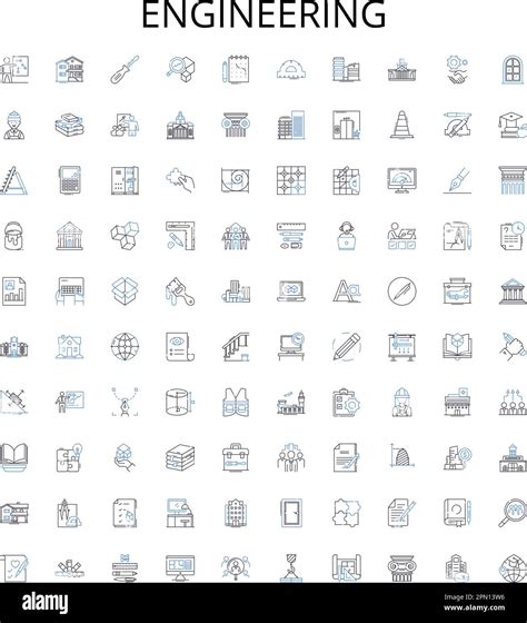 Engineering Outline Icons Collection Engineering Design Construct