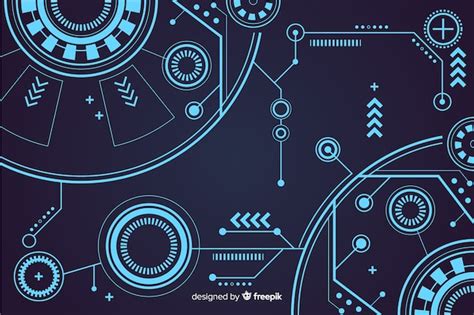 추상 Hud 기술 배경 디자인 무료 벡터