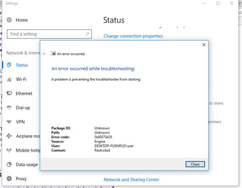 Window 10 Networking Issue Error 0x80070426 Microsoft Community