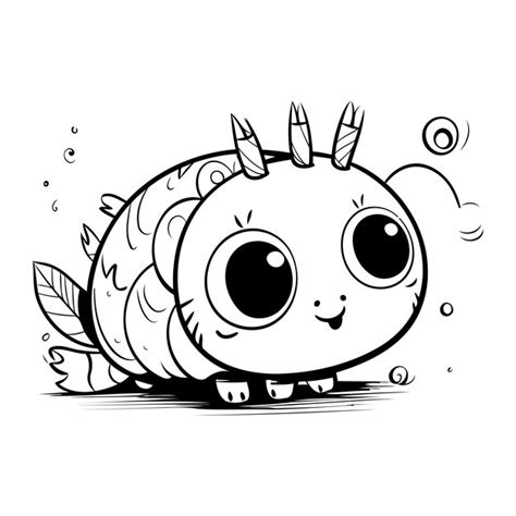 Симпатичная мультяшная гусеница Векторная иллюстрация на белом фоне Премиум векторы