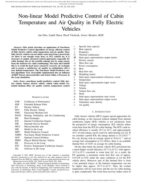 Pdf Non Linear Model Predictive Control Of Cabin Temperature And Air