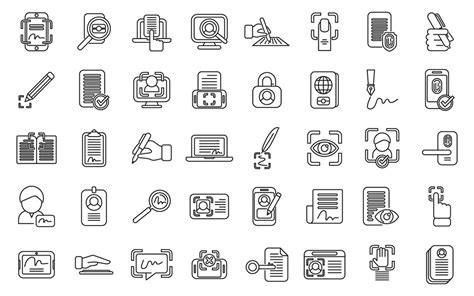 Premium Vector Handwriting Identification Icons Set Outline Vector Access Approve