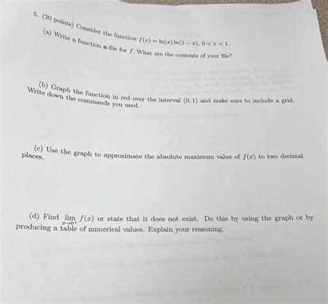 Solved 5 20 Points Consider The Function