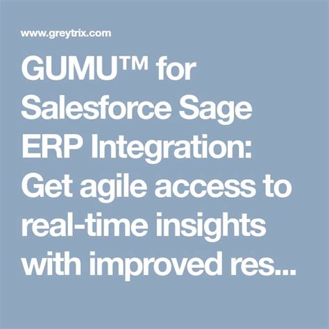 Gumu™ For Salesforce Sage Erp Integration Greytrix Salesforce Sage Integrity