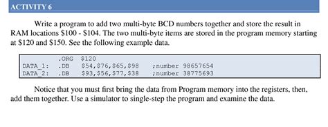 Solved Write A Program To Add Two Multi Byte Bcd Numbers