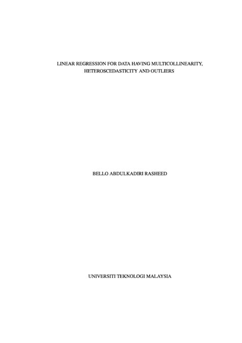 Pdf Linear Regression For Data Having Multicollinearity