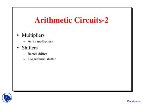 arithmetic circuits cmos design methodologies lecture slides docsity