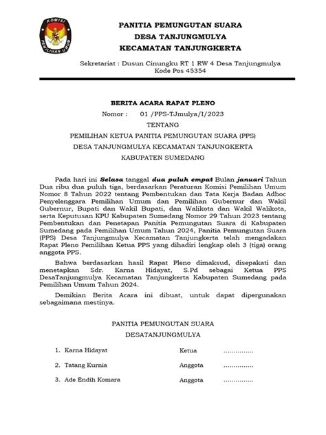 Draft Ba Pleno Pemilihan Ketua Pps Pdf