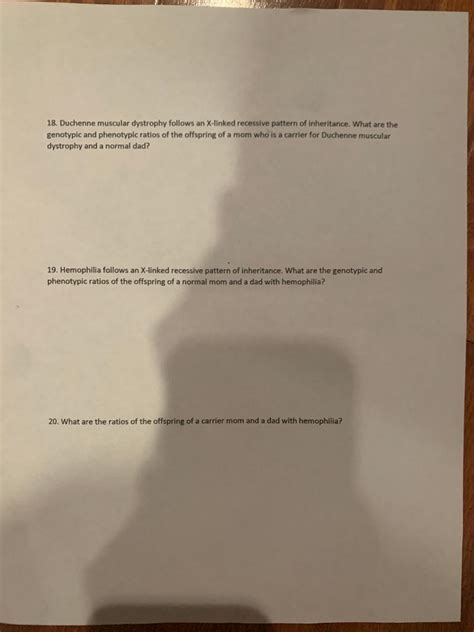 Solved 18 Duchenne Muscular Dystrophy Follows An X Linked