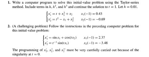 Solved Write A Computer Program To Solve This Initial Value