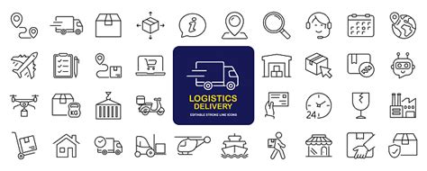 납품 및 물류 집합 웹 아이콘의 라인 스타일입니다 웹 및 모바일 앱용 배송 서비스 아이콘입니다 배송 물류 배송 택배 추적 환불 등 벡터 그림 고객에 대한 스톡 벡터 아트 및