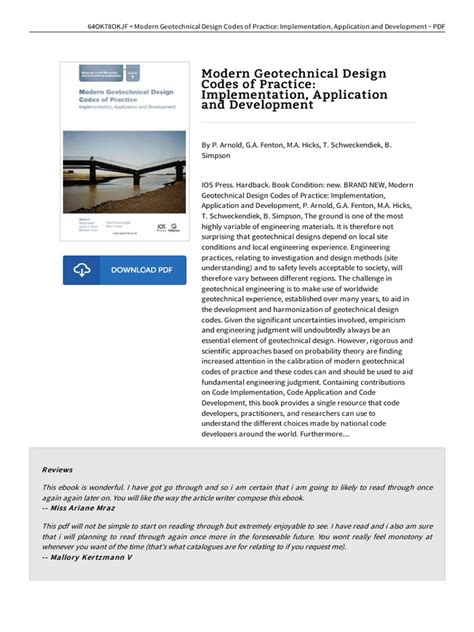 Modern Geotechnical Design Codes Of Practice Implementation Application And Development Pdf