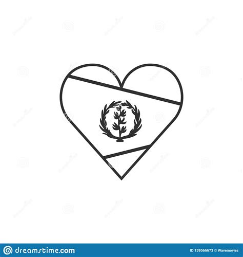 Eritrea Flag Icon In A Heart Shape In Black Outline Flat Design Stock Vector Illustration Of