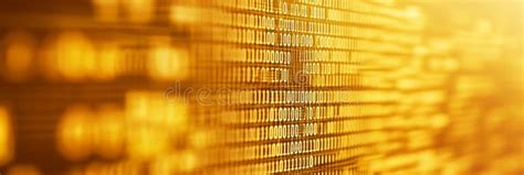Golden Binary Code Data Stream A Technology Background With Abstract Digital Information Flow