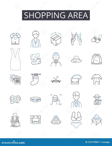Shopping Area Line Icons Collection Foundation Framework Structure Design Blueprint Cement