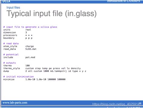 一个典型的lammps输入文件的编写规则lammps Energy Minimization Csdn博客
