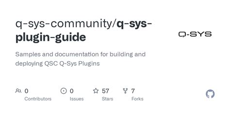 GitHub Q Sys Community Q Sys Plugin Guide Samples And Documentation For Building And