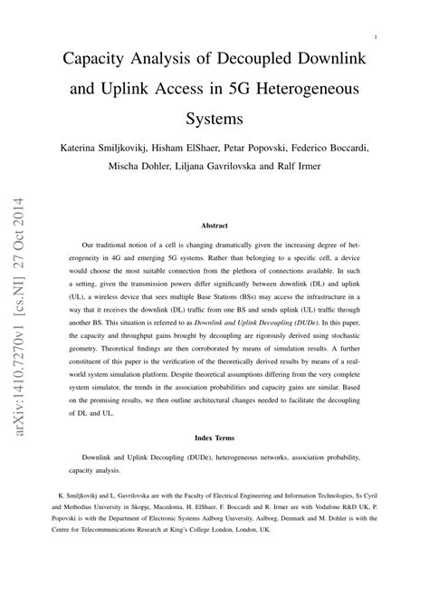 Pdf Capacity Analysis Of Decoupled Downlink And Uplink Access In 5g Heterogeneous Systems