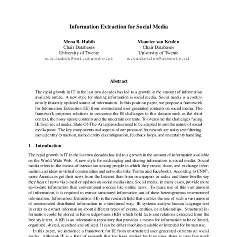 Information Extraction For Social Media Acl Anthology