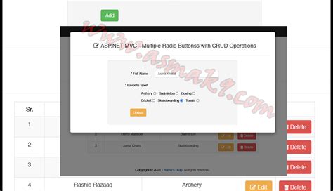 Creating Multiple Radio Buttons In Aspnet Mvc With Crud Operations Asmas Blog