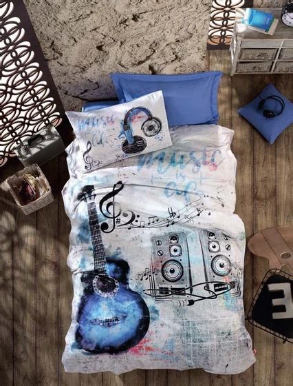 خرید و قیمت سرویس روتختی یکنفره کاتن باکس مدل گیتار طرح بچه گانه ترب