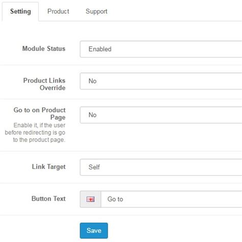OpenCart External Products Link Button Redirect