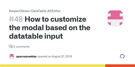 How To Customize The Modal Based On The Datatable Input · Issue 48 · Kasperolesendatatable