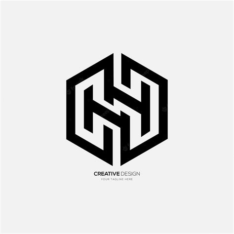 현대 문화 문자 Hh 육각형 스타일 로고 라인 아트 다각형 로고 모노그램 로고 프리미엄 벡터