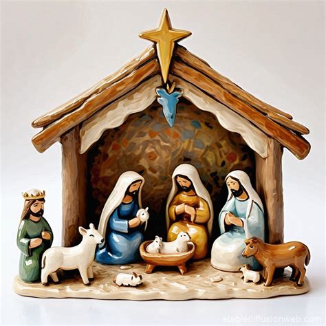 Cute Handmade Nativity Scene Stable Diffusion Online
