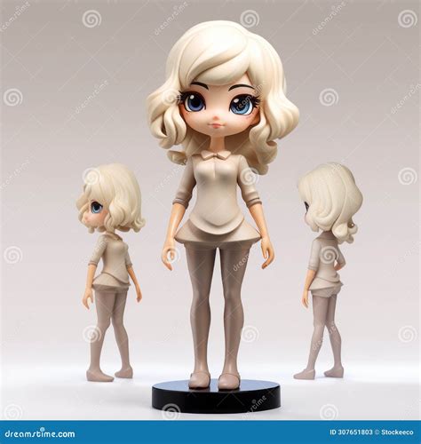 Elegant D Cg Figurine Art Of A Cute Manga Inspired Girl Stock Illustration Illustration Of