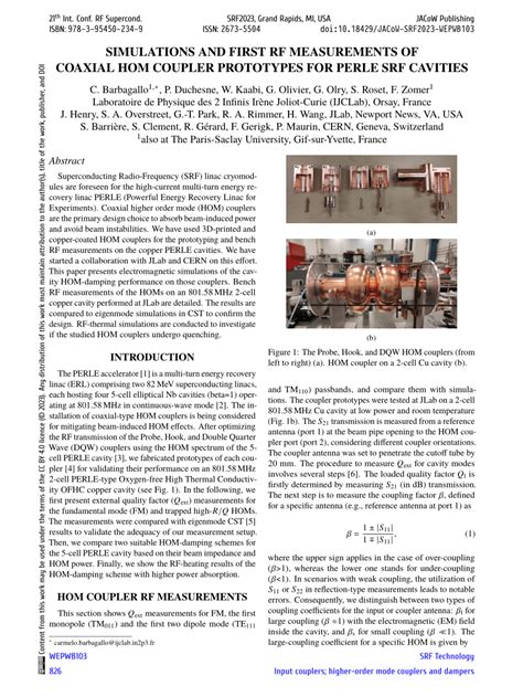 PDF SIMULATIONS AND FIRST RF MEASUREMENTS OF COAXIAL HOM COUPLER PROTOTYPES FOR PERLE SRF CAVITIES