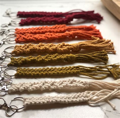 Macrame Boho Keychain Macrame Fringe Keyring Modern Etsy